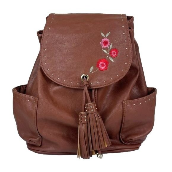 LDW Designs | Bags | Ld Designs Faux Leather Floral Embroidered Tassel ...